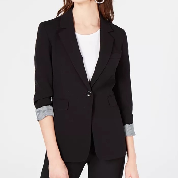 Bar III | Jackets & Coats | Bar Iii Black Onebutton Blazer With ...